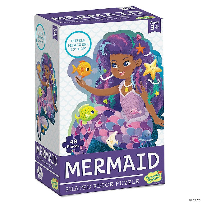 Mermaid Shaped Floor Puzzle, 48 Piece Peaceable Kingdom — Ellington Agway