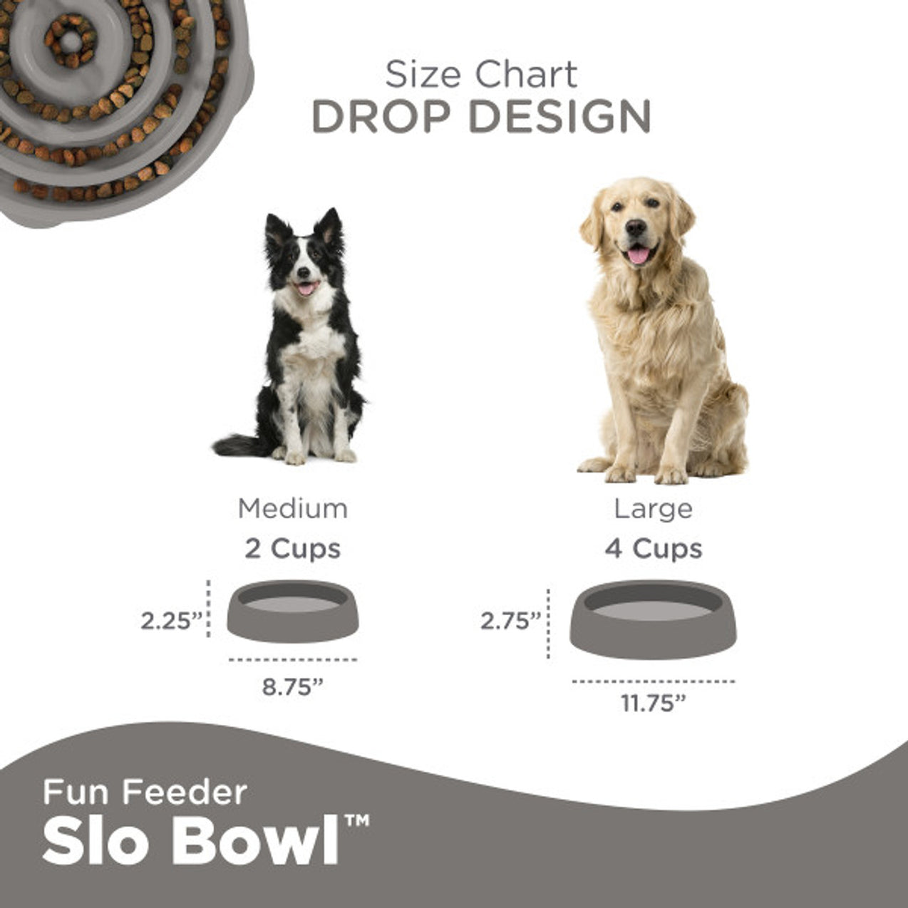Outward Hound Fun Feeder Slo Bowl Slow Feeder Dog Bowl, Gray ...